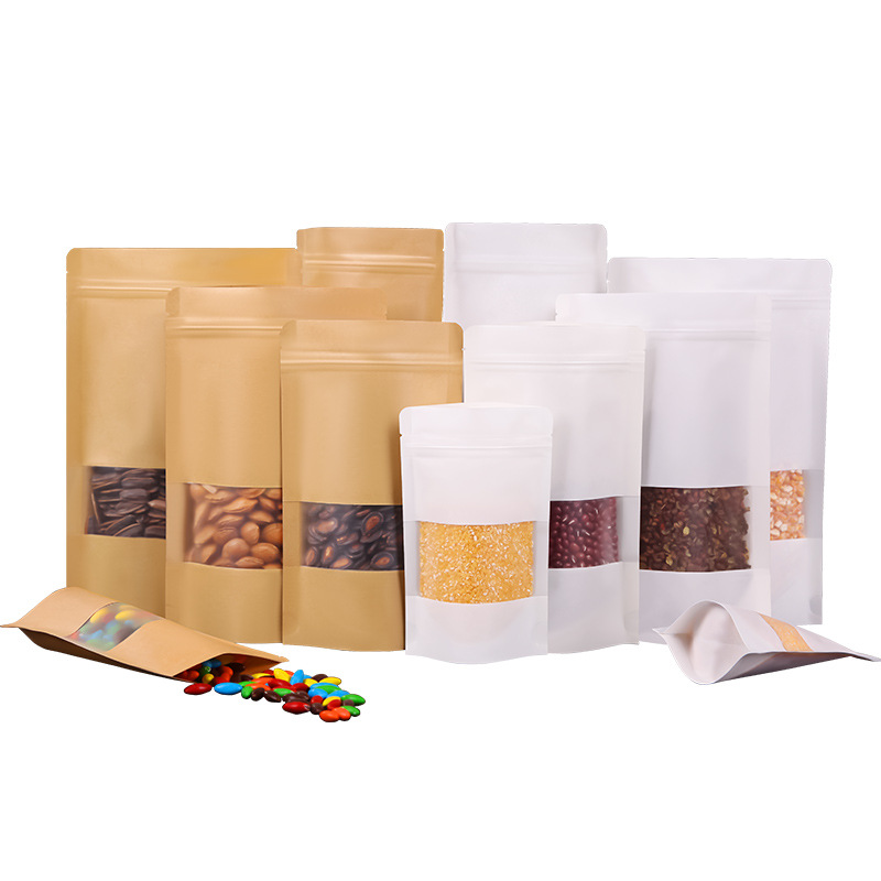 Kraft Paper Zip Lock Pouches With Window Resealable Bags- Epoch ...