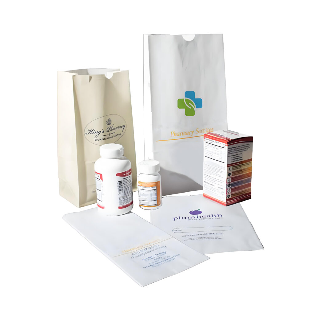 White Kraft Paper Dispensary Prescription Bags Medicine Bag For ...